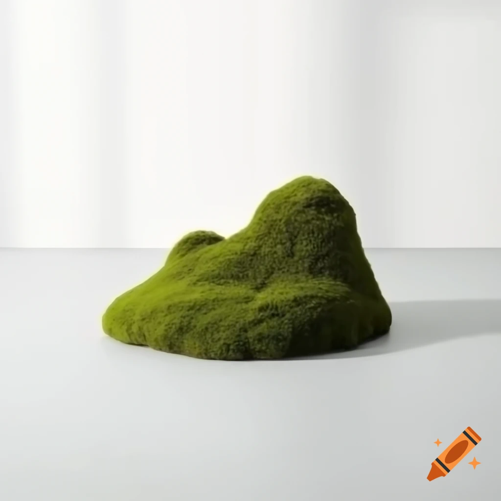 Large abstract moss mound with flat top on white background for display ...