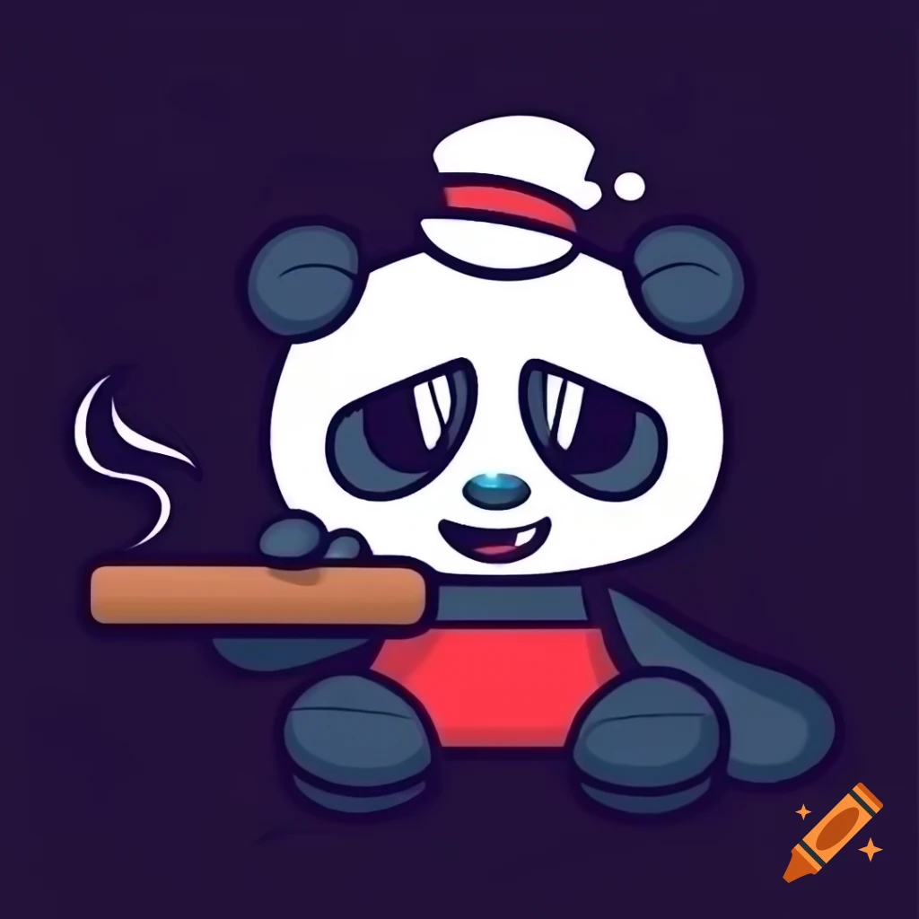 Panda smoking a cigar in Cuphead style art on Craiyon