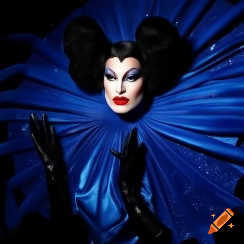 Sapphire blue themed high glamour outfit for a drag queen, featuring ...