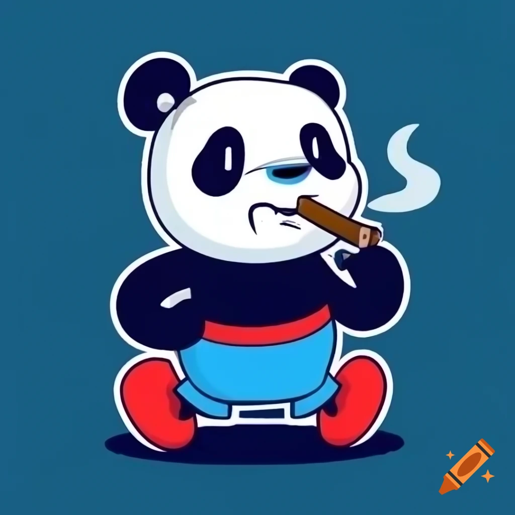 Panda smoking a cigar in Cuphead style art on Craiyon