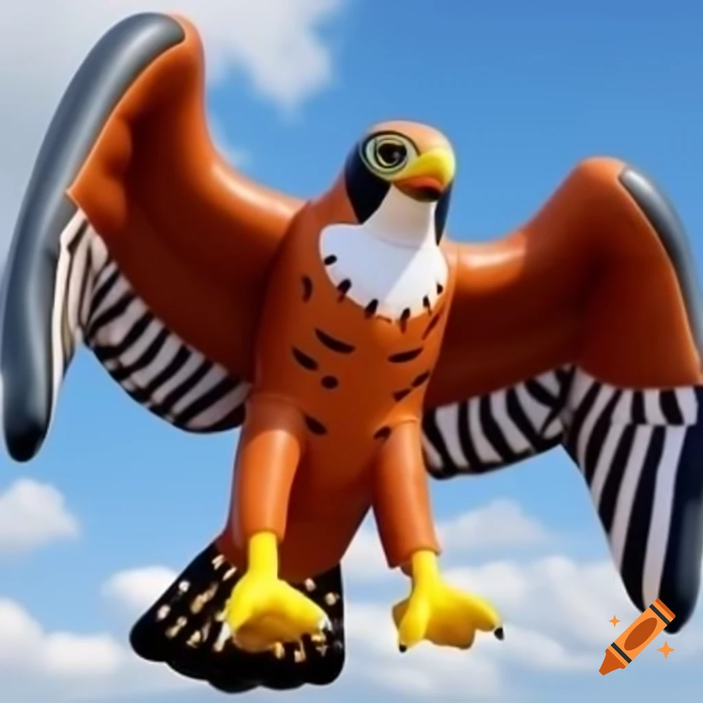 Hawk depicted in vibrant inflatable latex on Craiyon