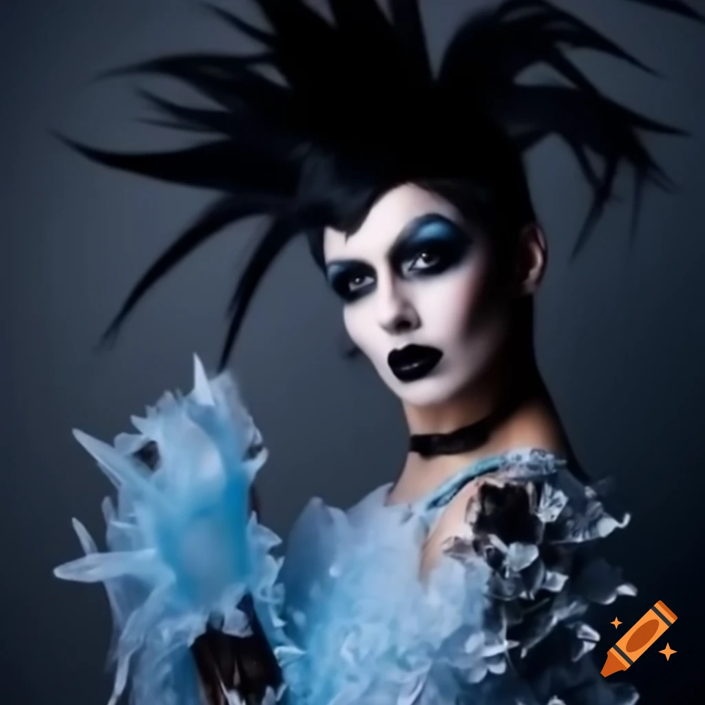 Ice queen inspired drag look with punk elements and icy shredded dress ...