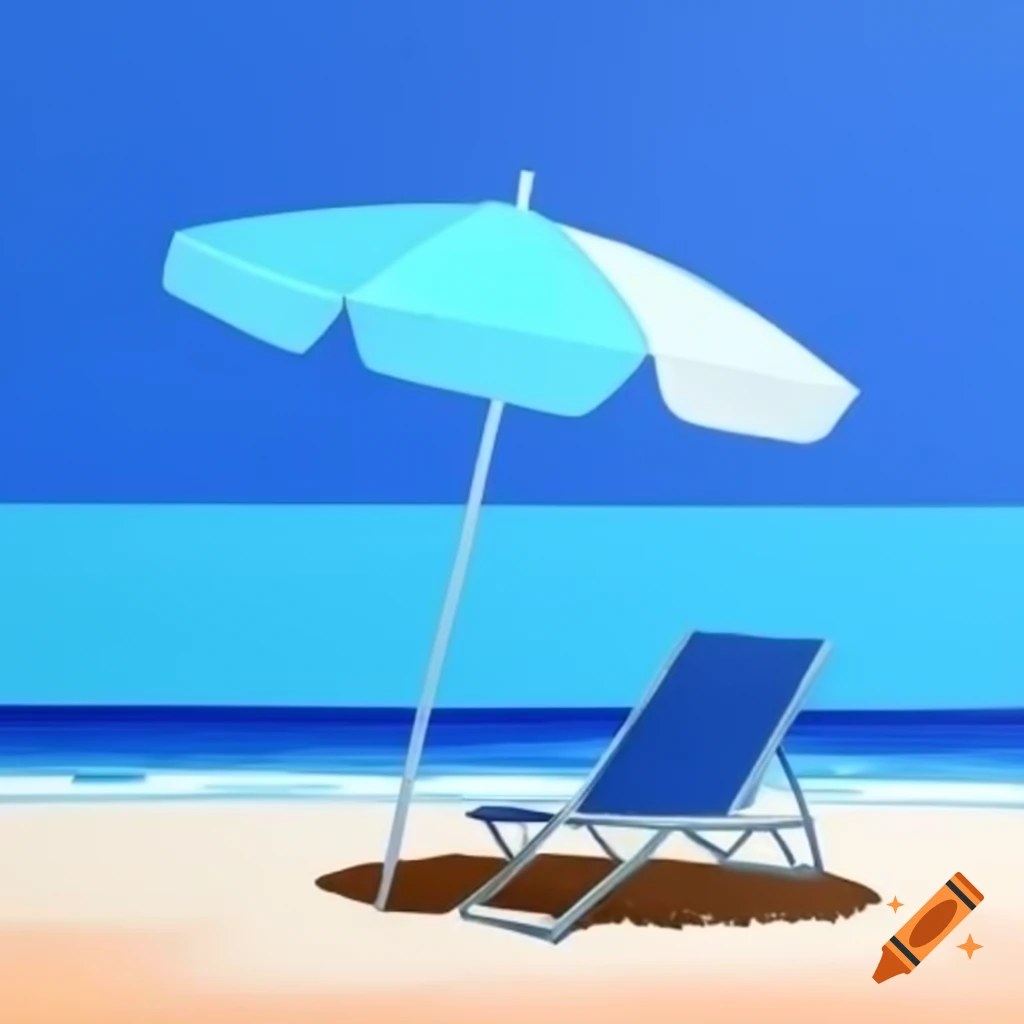 Minimalist beach umbrella design with blue tosca gradient on Craiyon