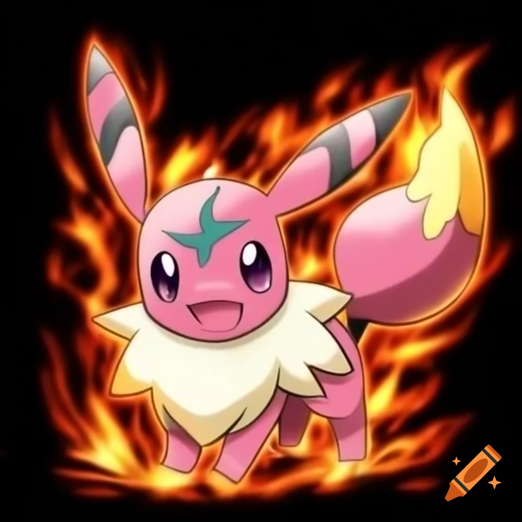 Fire and electric type Pokémon resembling Sylveon with large claws on ...