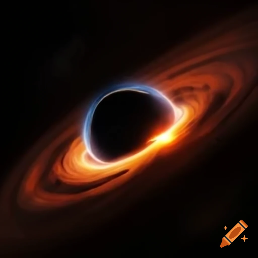 Realistic black hole with orange and blue accretion disk and ...