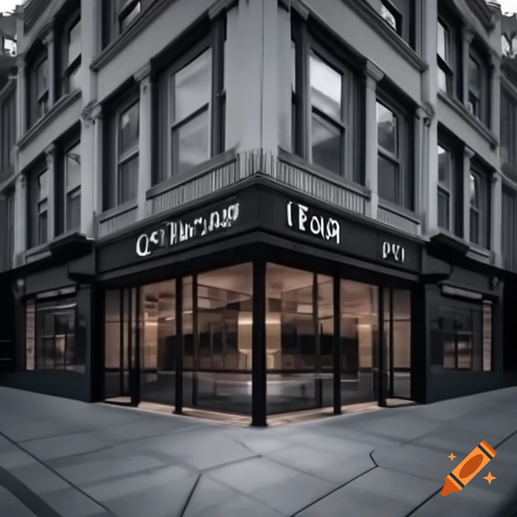 Café facade with clean typography and strong grid layout, inspired by ...