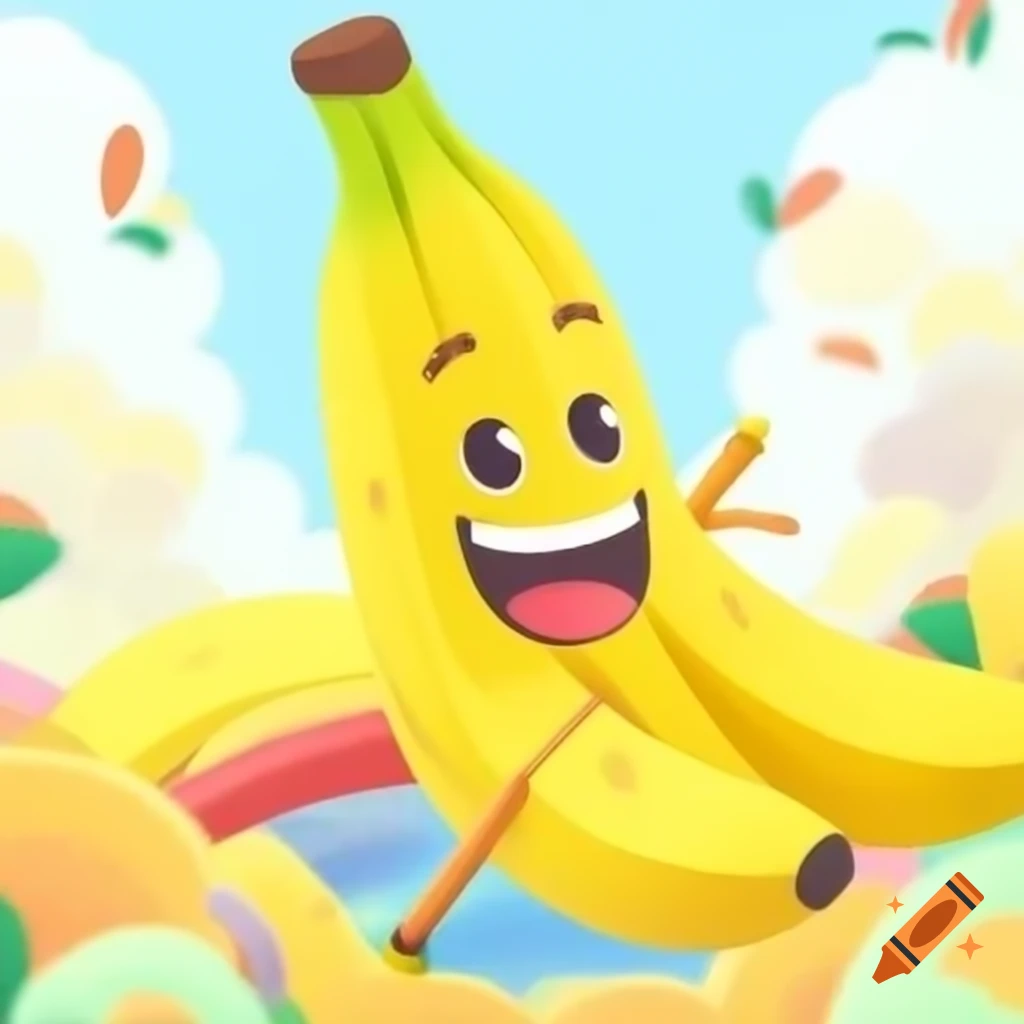 Funny cartoon of Ricky the Banana laughing, a talking banana character ...