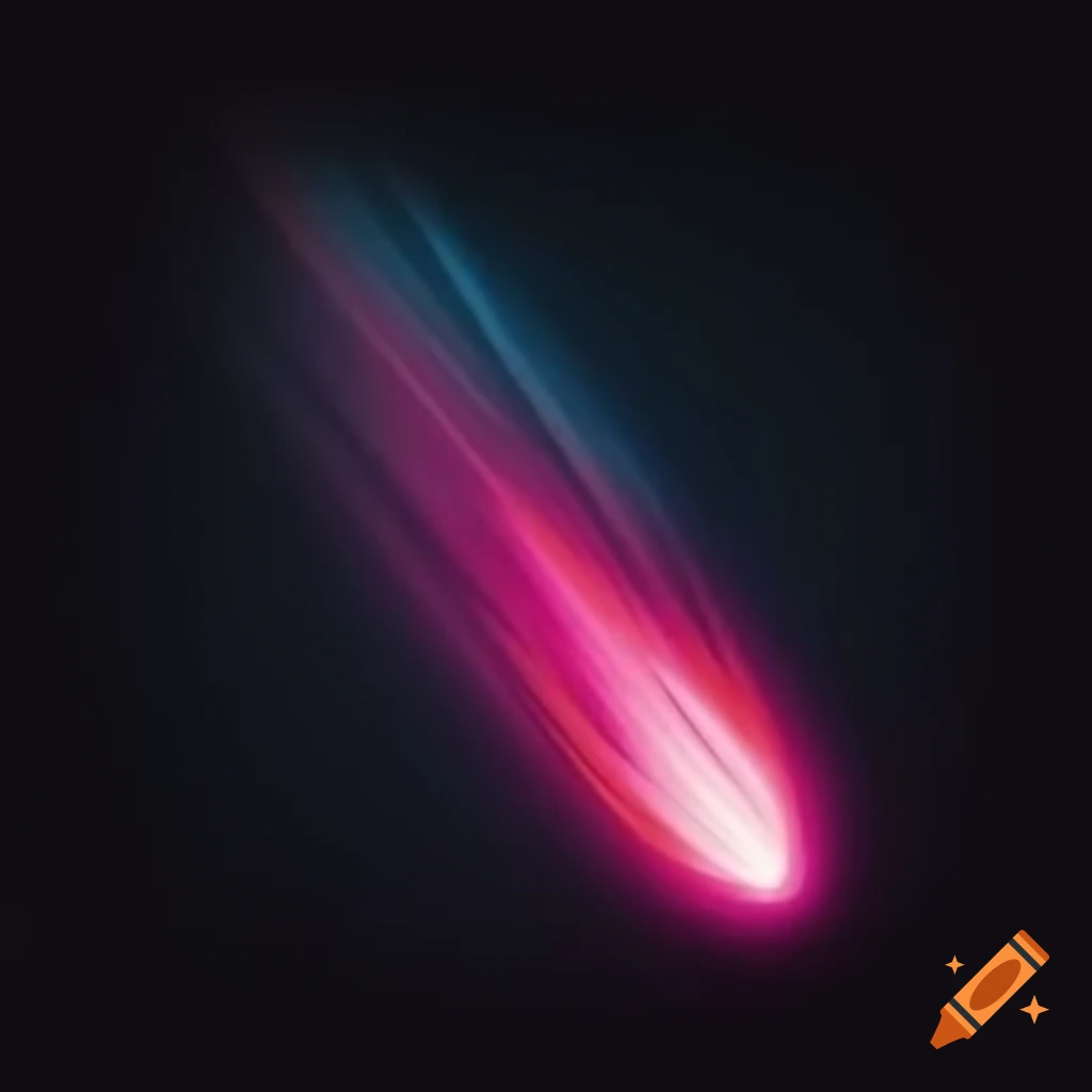 80s retro 16-bit style image of a glowing comet in cyan and magenta ...