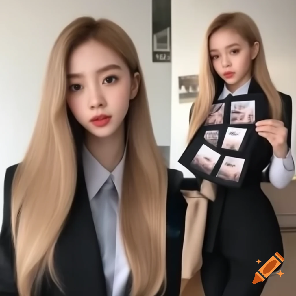 Young Asian woman in modern suit presenting with charming vibe, half ...