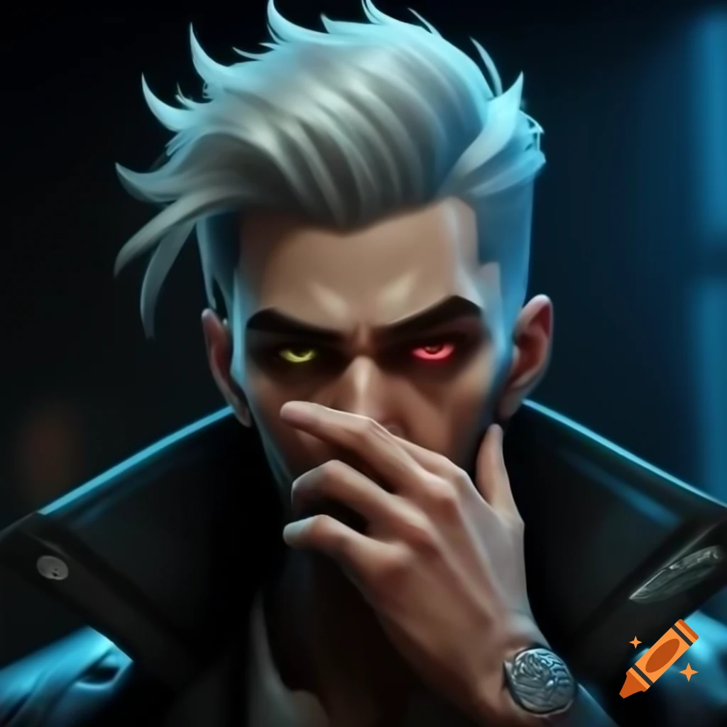 Cyberpunk detective with cybernetic eye implants in highly detailed ...