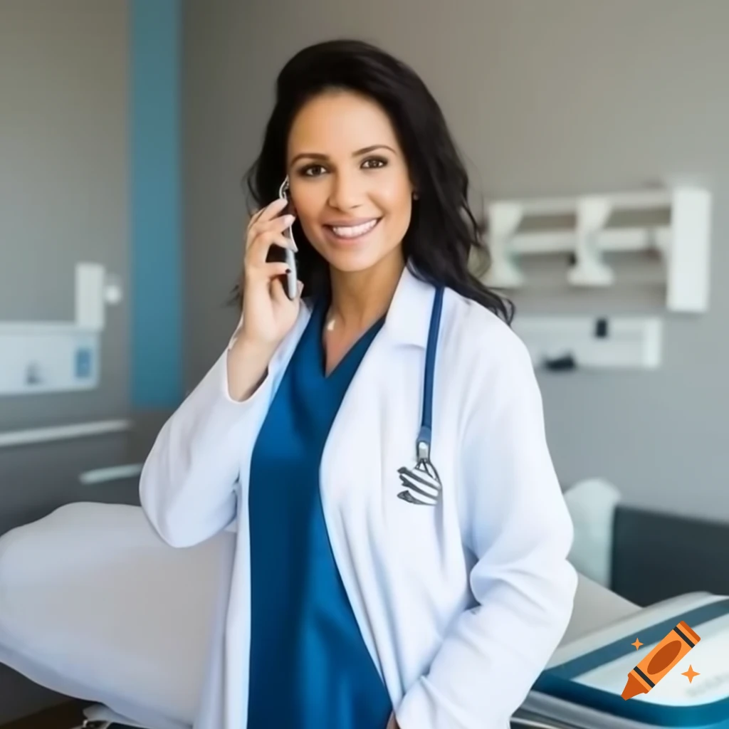 Doctor calling nurse for emergency using hospital phone on Craiyon