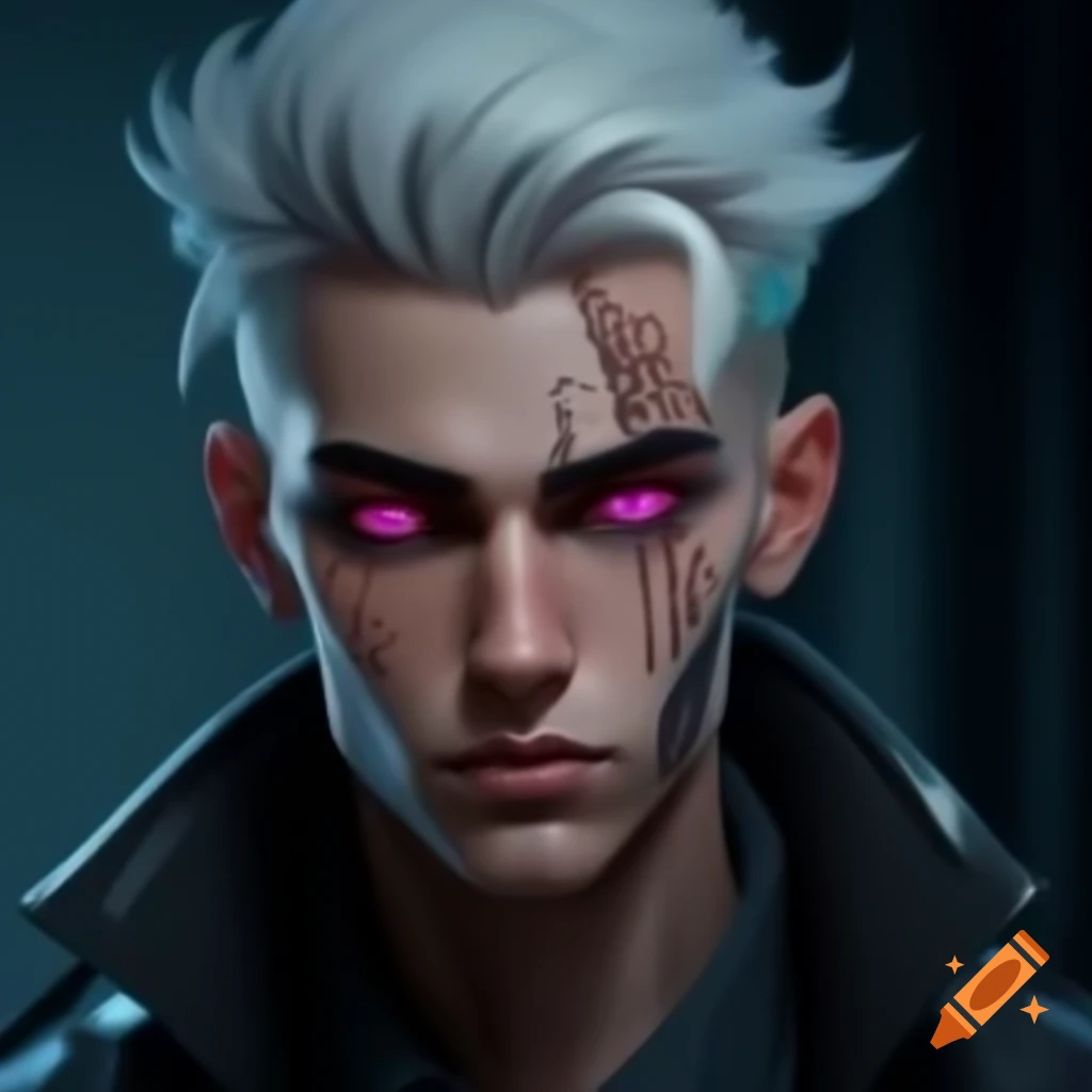 Cyberpunk detective with cybernetic eye implants in highly detailed ...