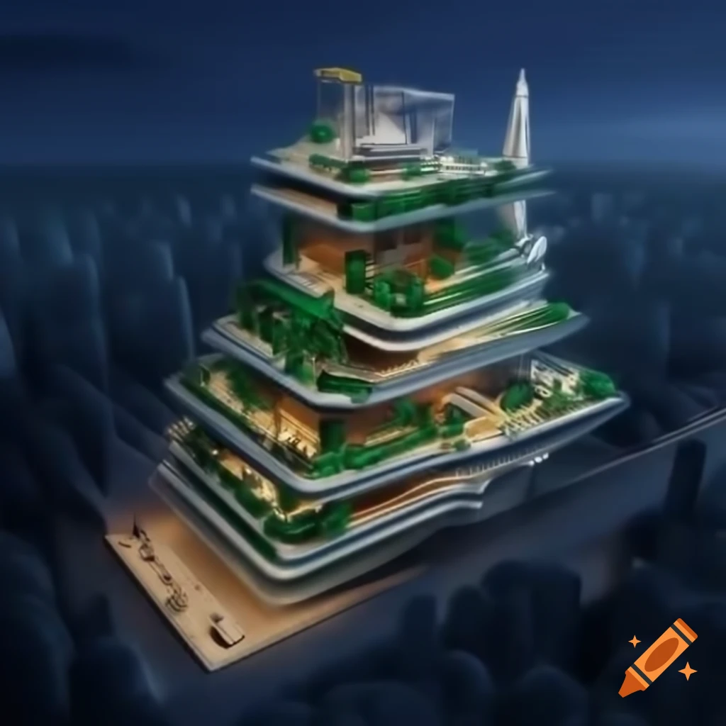 Wide view of a modern and futuristic LEGO metropolis on Craiyon