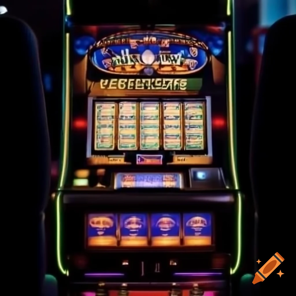 Slot machine with spinning reels showing the word 'dont' on Craiyon
