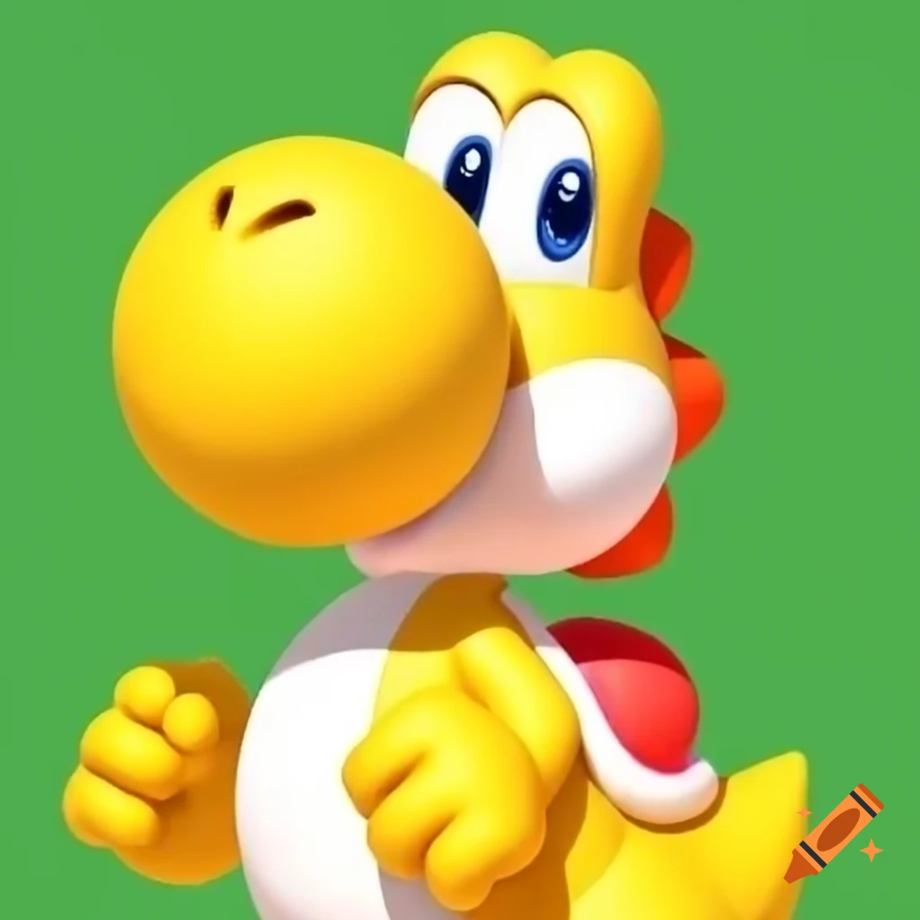 Smiling yellow Yoshi character face on Craiyon