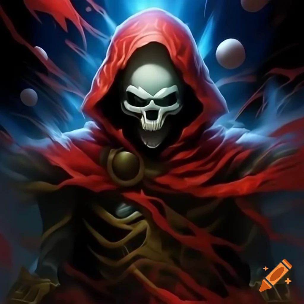 Dramatic comic book illustration of 'Teady Prime', a skeletal lich in ...