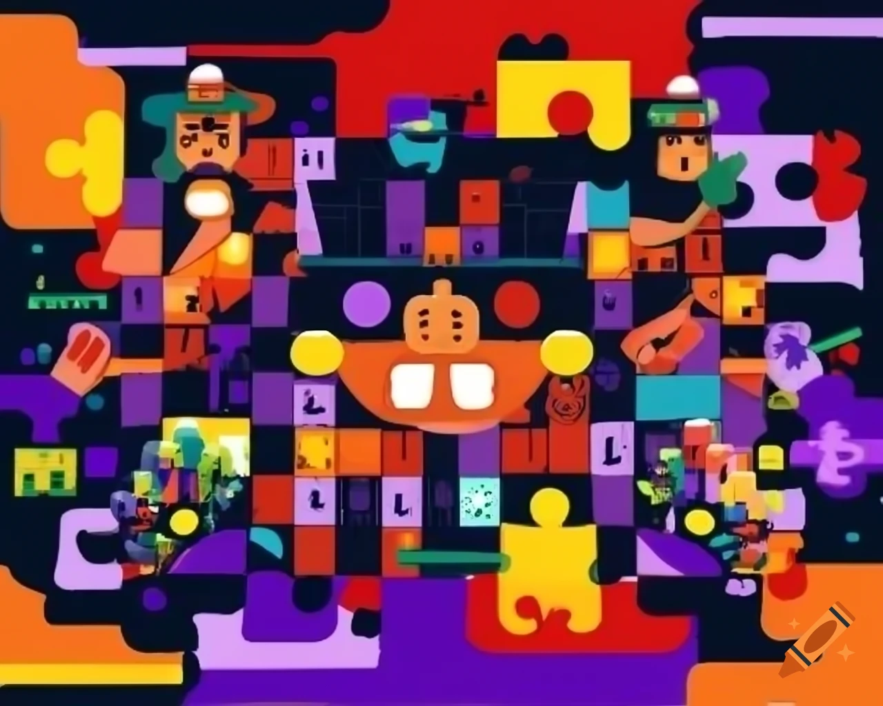 Abstract art style representing a blend of puzzle and hack-and-slash ...