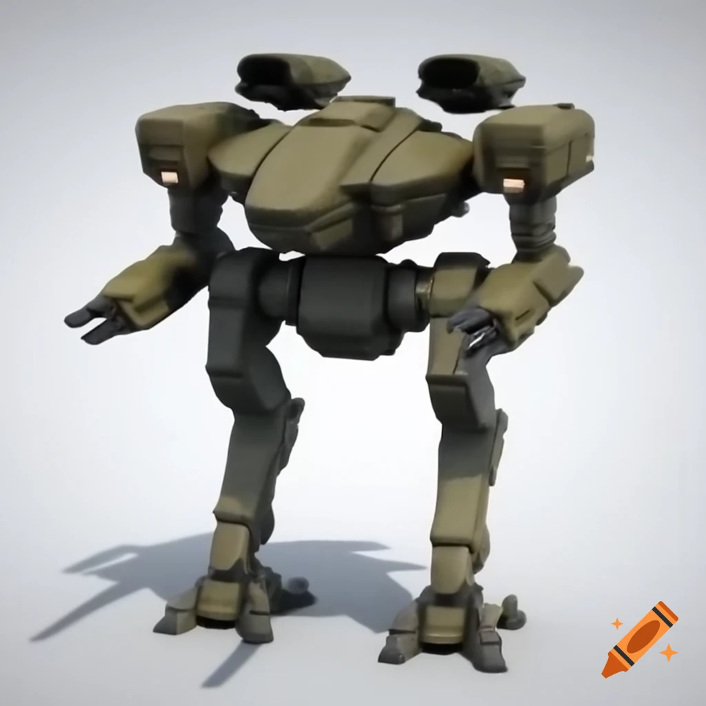 Detailed bipedal recon battle mech with angular curves and armored ...