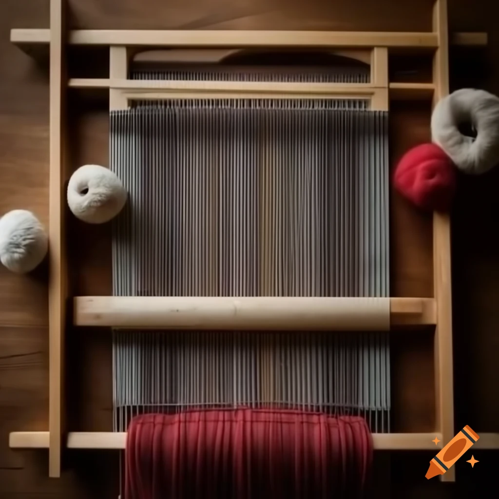 Weaving process with frame loom and colorful yarns on Craiyon