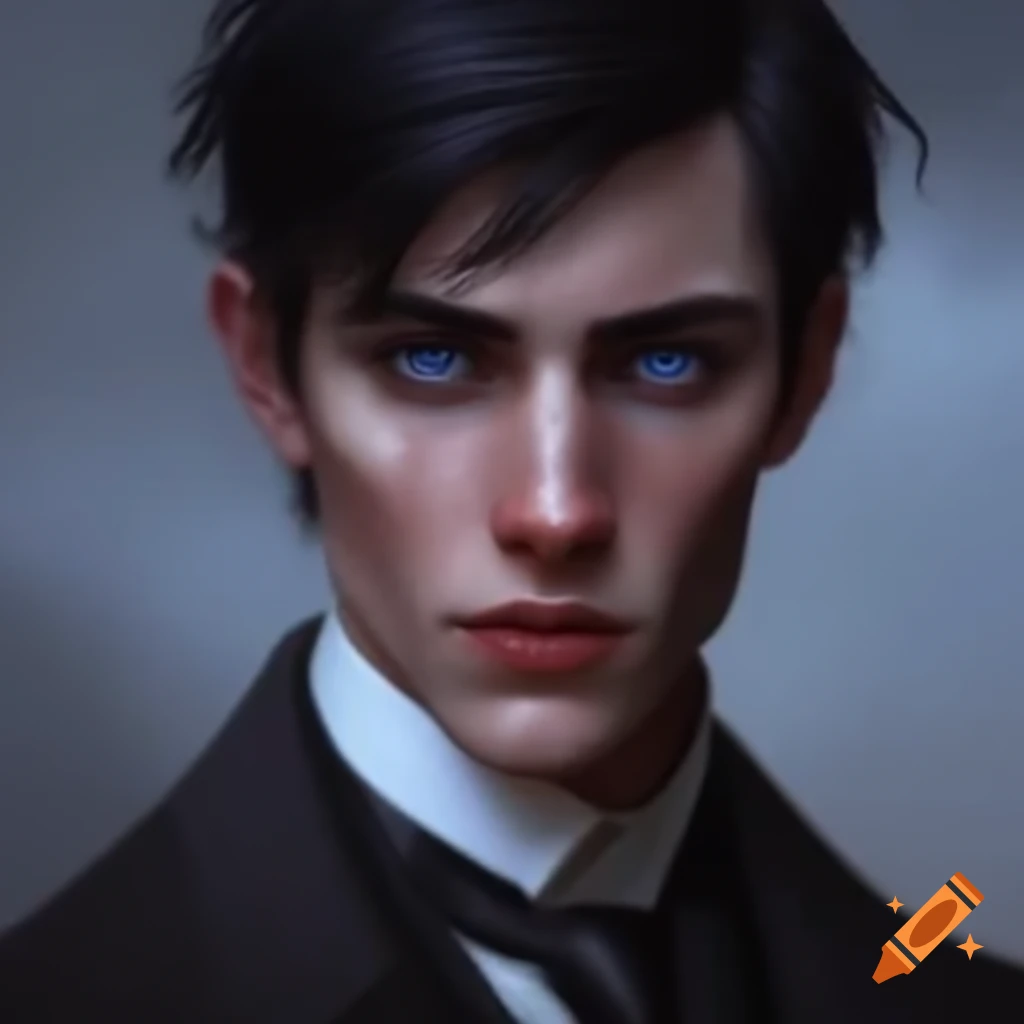 Young man in suit with angular features and feminine beauty on Craiyon