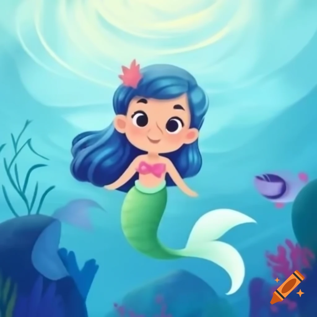 AI mermaid teacher engaging kids in learning on Craiyon