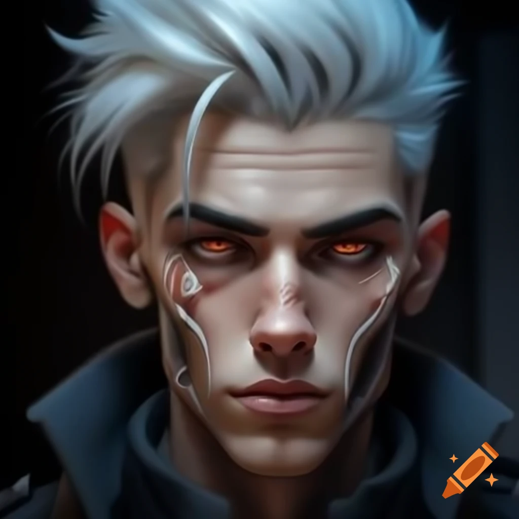 Realistic cyberpunk detective with cybernetic eye implants in digital ...