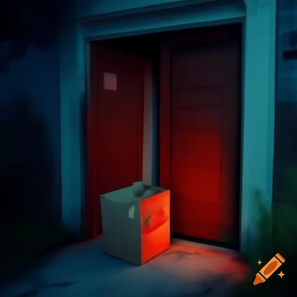 Creepy cardboard box with 'DON'T BLINK' and doll eyes at doorstep at ...