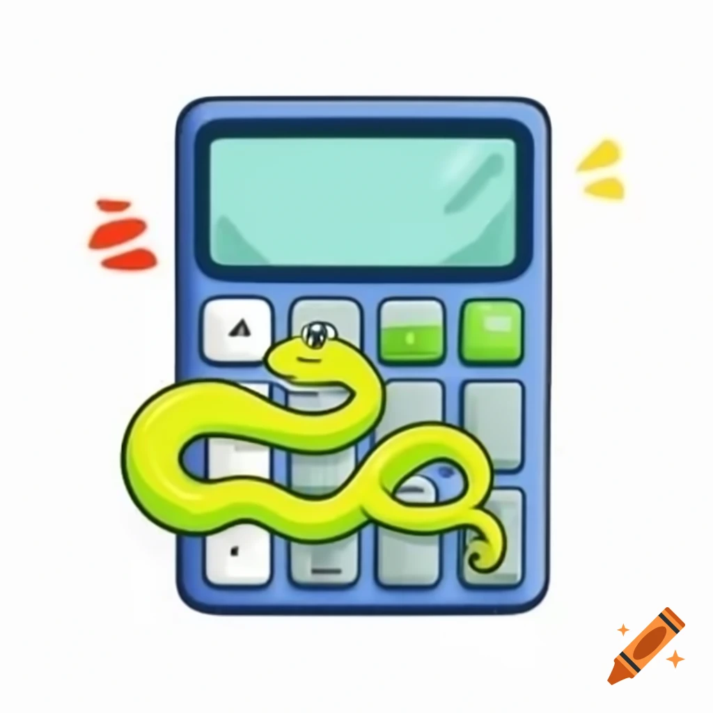 Calculator featuring cartoon Python logo on Craiyon