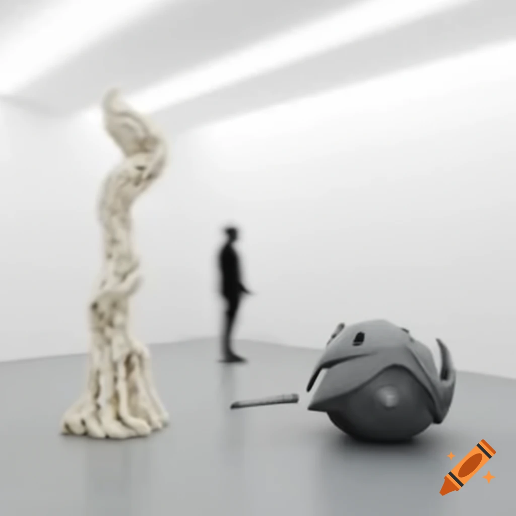 Bio-futuristic organic sculpture inspired by 'Mad Max' in white room on ...