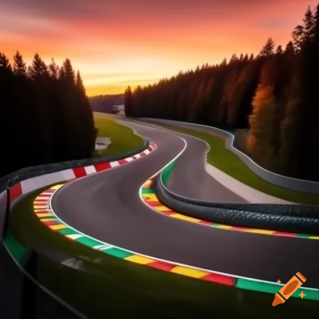 Sunset at Circuit de Spa-Francorchamps with turn Radion on Craiyon