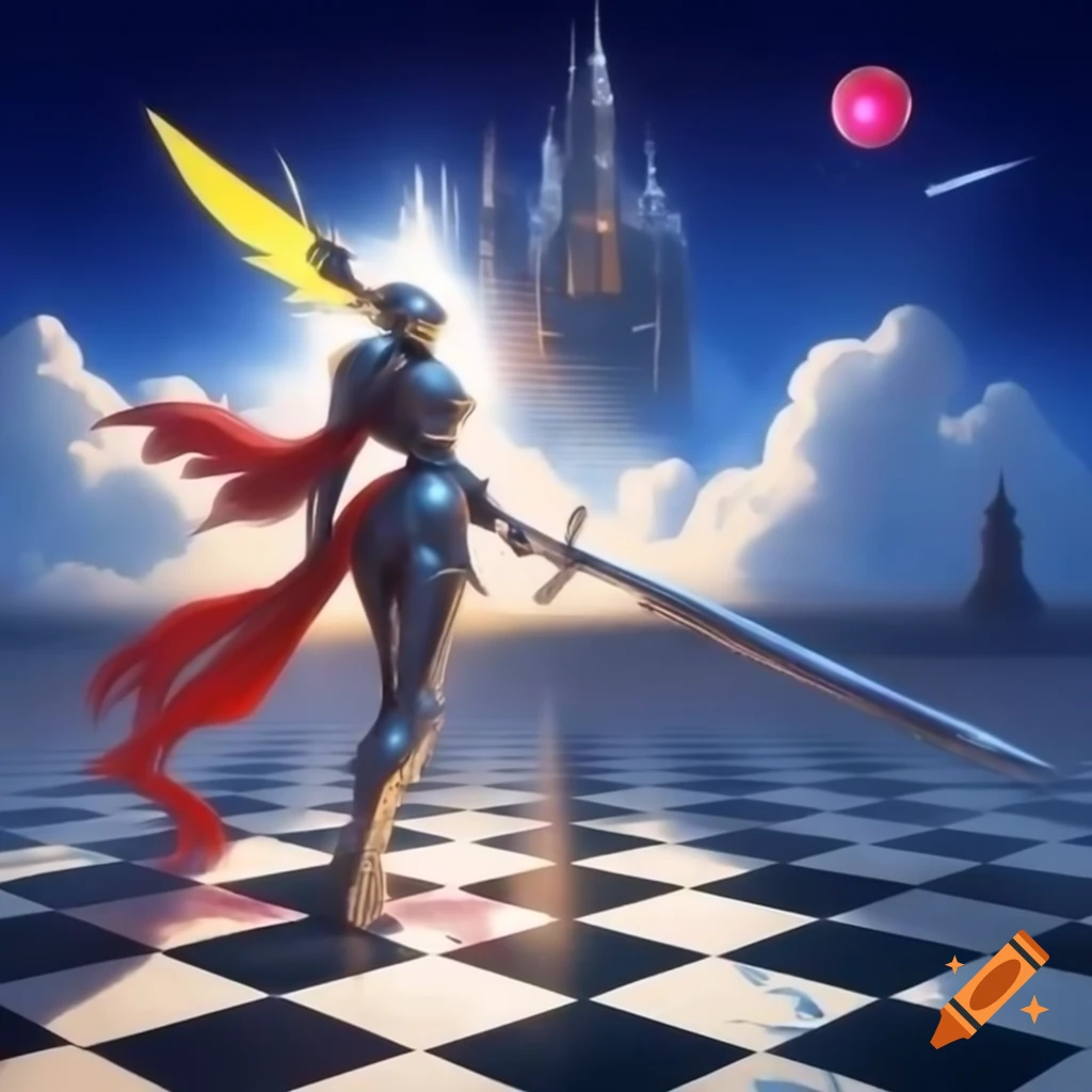 Anime siren knight in armor and wizard hat wielding swords with stained ...