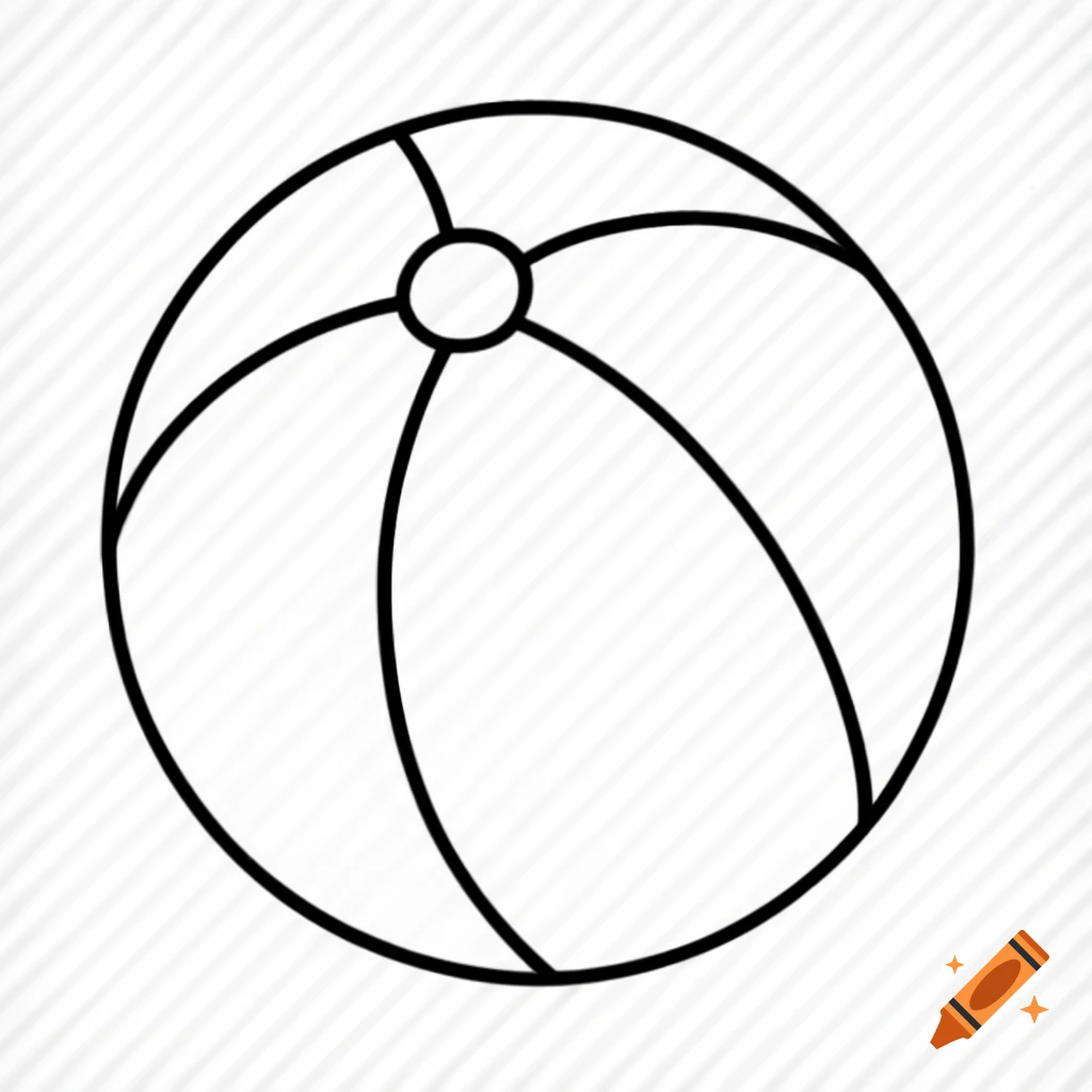 Simple beach ball clip art, coloring page design on Craiyon