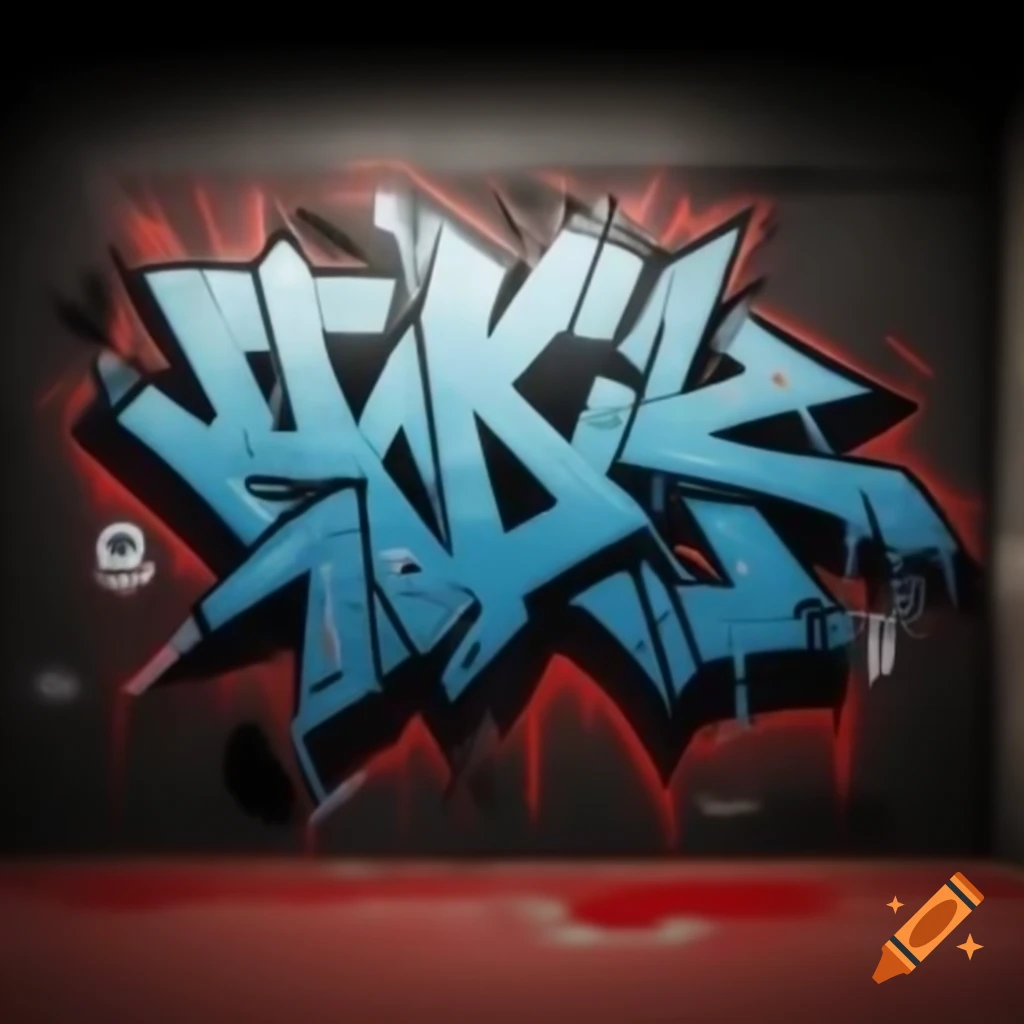 Graffiti on urban brick wall featuring shadowy ghost and sharp letters ...