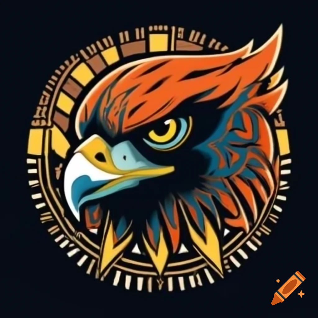 Fierce falcon design with tribal patterns in simple colors on Craiyon
