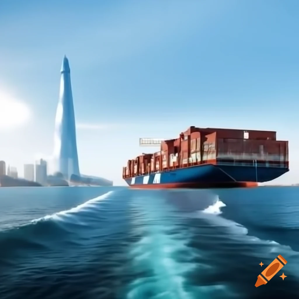 Container ship sinking in massive waves near Lotte Tower on Craiyon