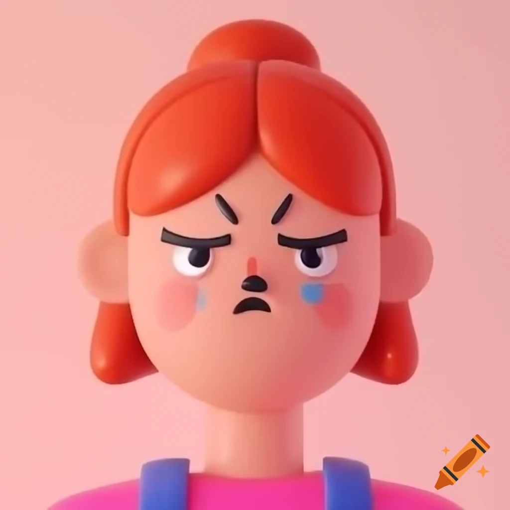3D representation of a woman displaying various emotions: happy, angry ...