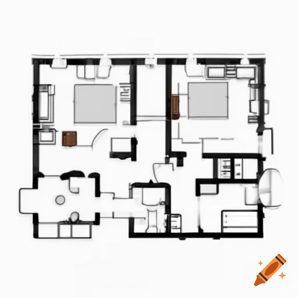 Plan for room layout in a 400-square-meter building on Craiyon