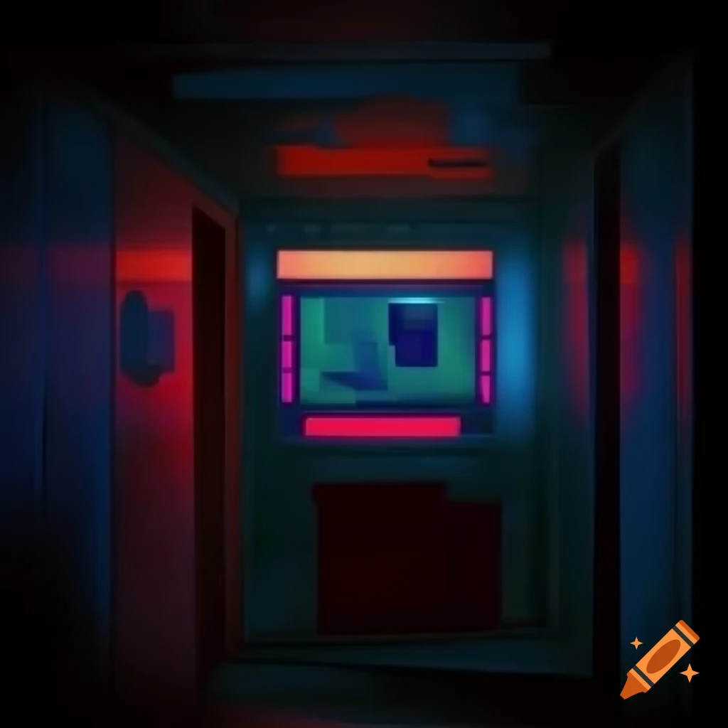 Retro horror game menu screen with pixel glitch effects and creepy ...